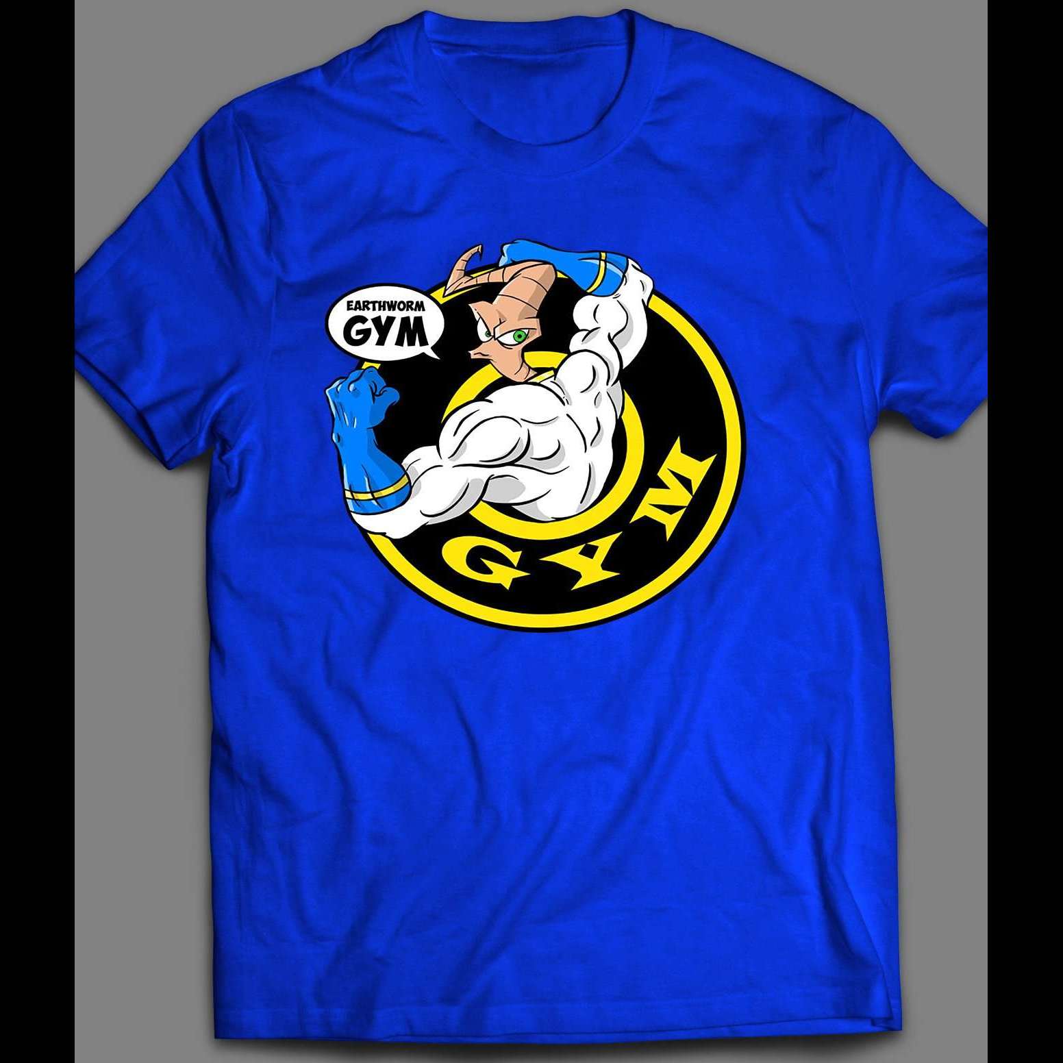 EARTHWORM GYM CARTOON WORKOUT FULL FRONT PRINT SHIRT – OldSkool Shirts