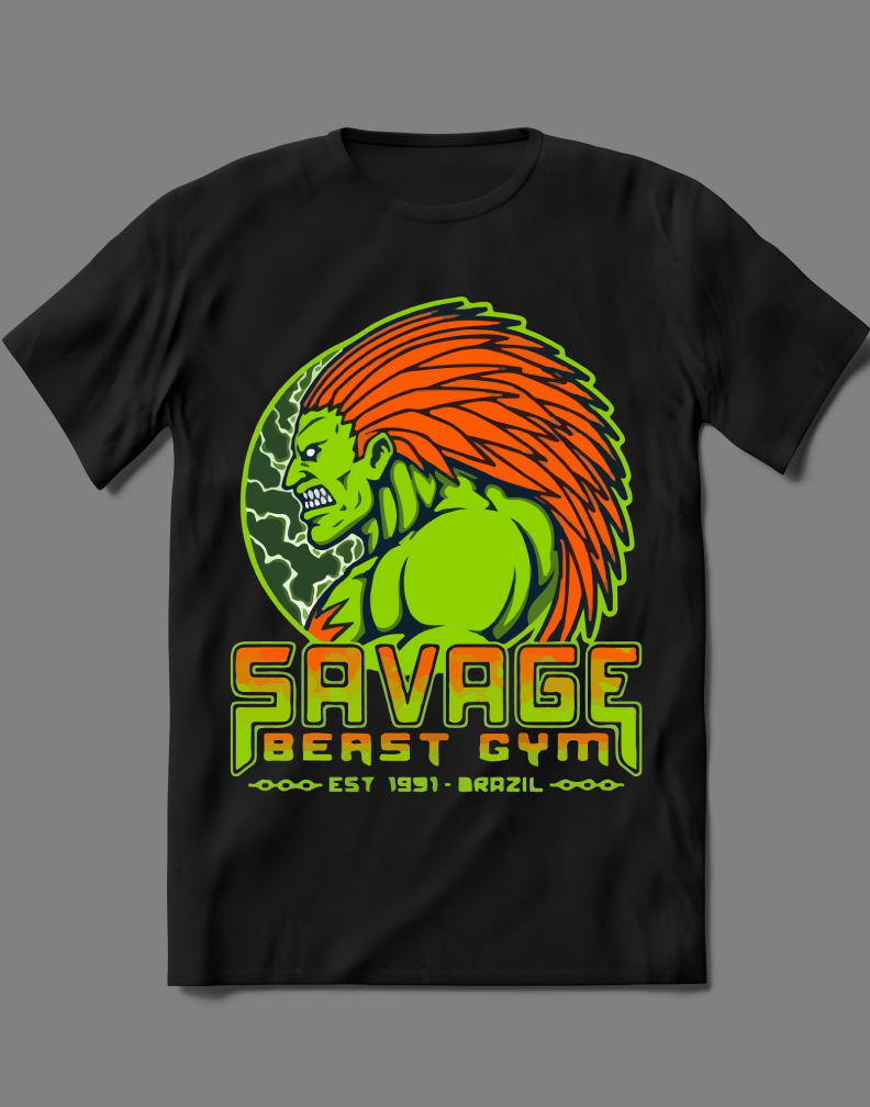 SAVAGE BEAST FIGHTER VIDEO GAME GYM SHIRT – OldSkool Shirts